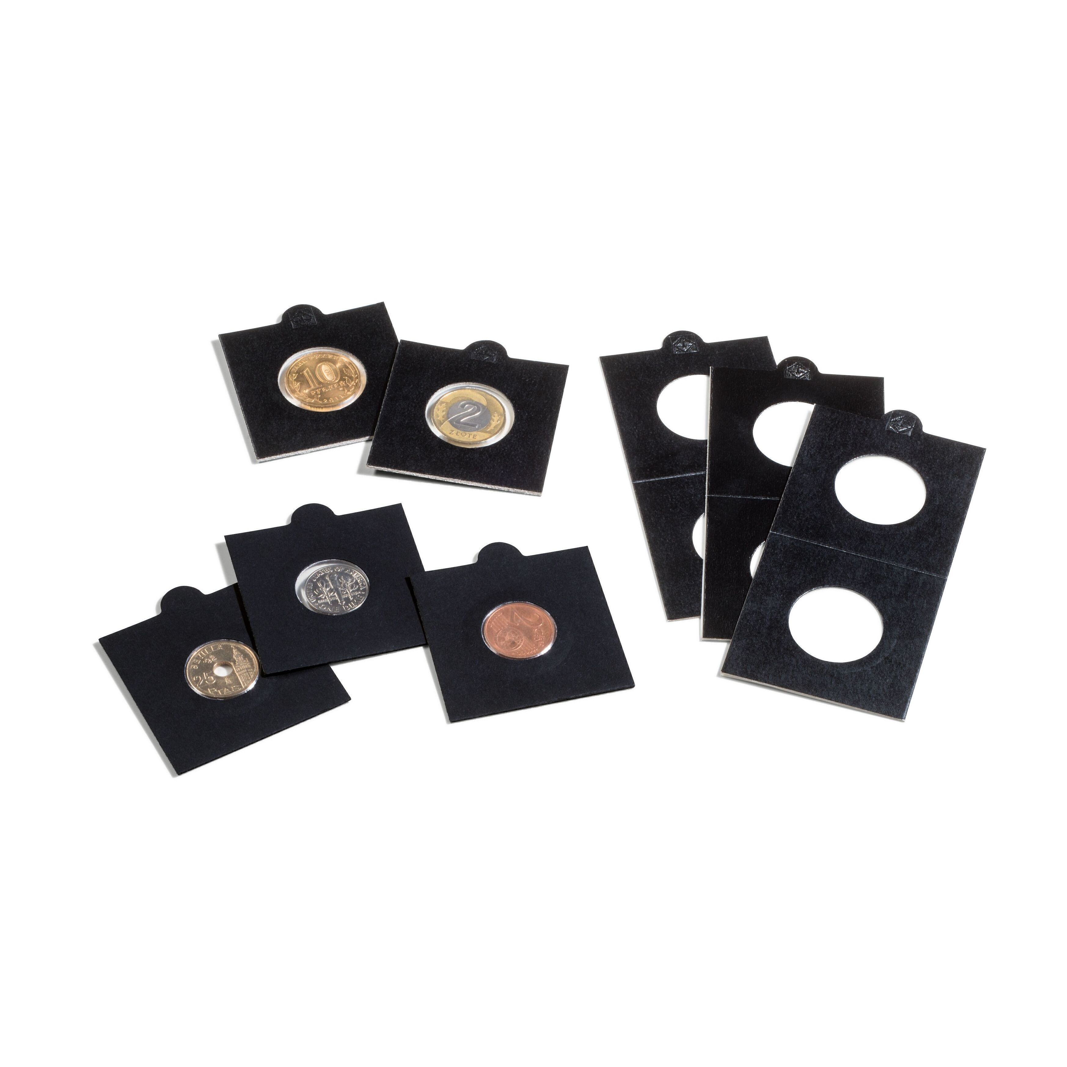 MATRIX coin holders, black, inside Ø 27,5 mm, self-adhesive, pack of 25 ...